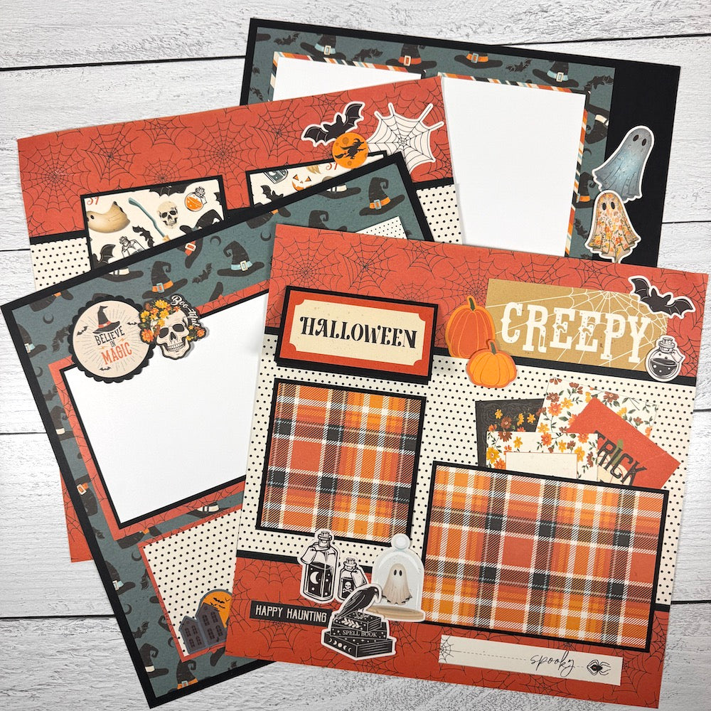 12x12 Creepy Halloween Scrapbook Layout Instructions – Artsy Albums